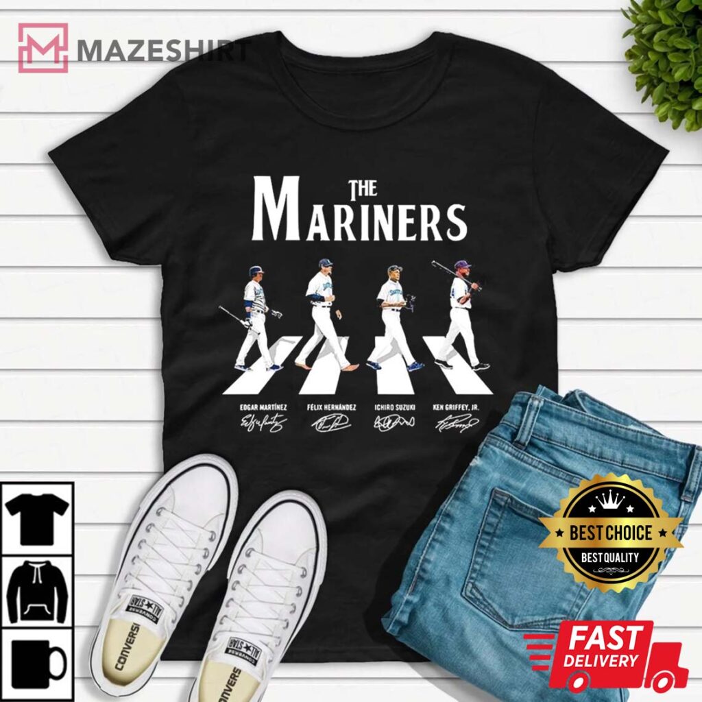 The Mariners Abbey Road Signatures T-Shirt, 2022 Seattle Mariners Shirt ...