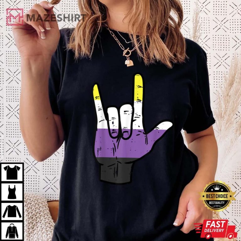 Nonbinary I Love You Hand Sign Language Enby NB Pride Best