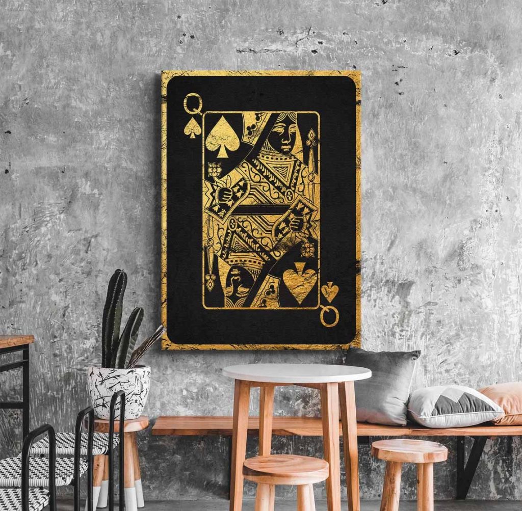 Black And Gold Queen Of Spades Card Poster
