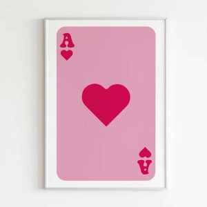 Pink Ace of Hearts Playing Cards Wall Art Poster