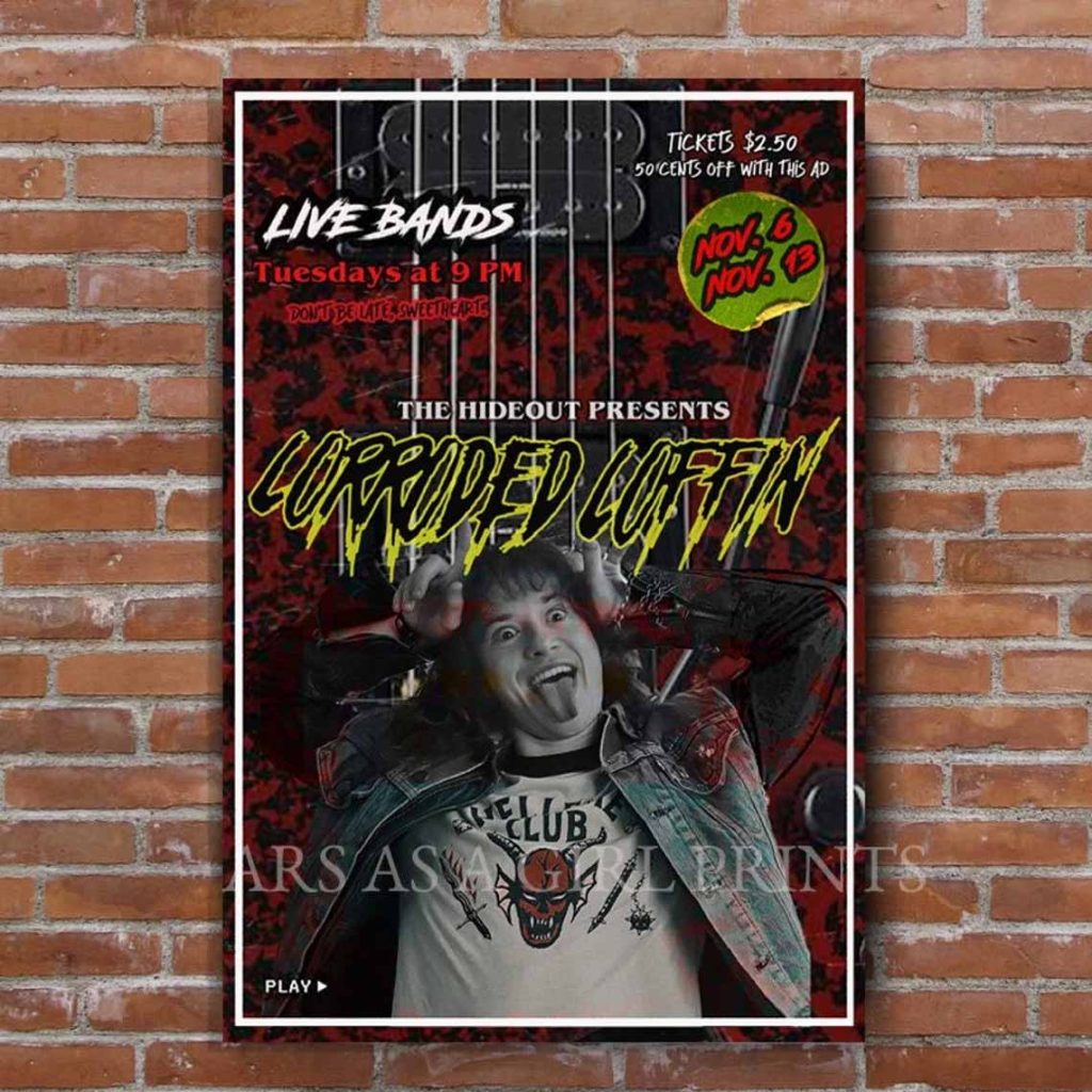 Eddie Munson Corroded Coffin Mock Band Flyer Poster