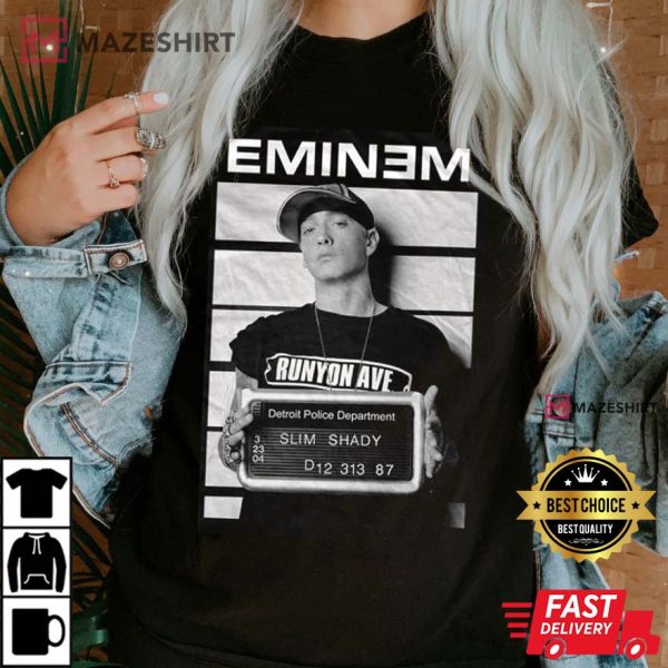Eminem Arrest Mugshot Slim Shady Rap Rock T-Shirt - Mazeshirt
