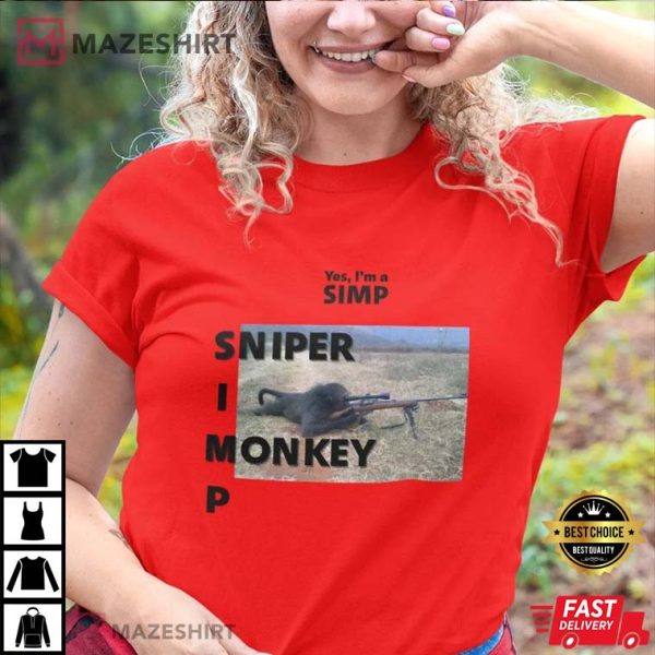 Yes I’m A Simp Sniper Monkey Funny T-Shirt