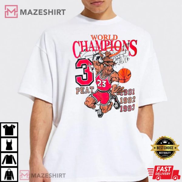 Vintage Chicago Bulls 3 Peat Champions Bootleg 90’s T-Shirt