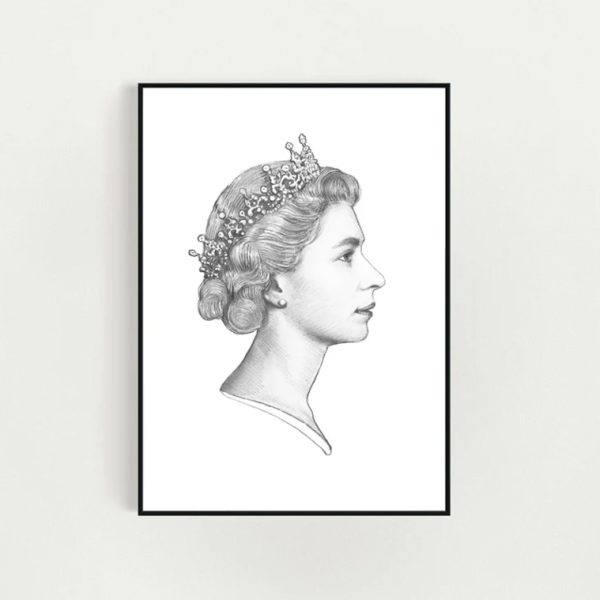 Queen Elizabeth II 1950's Portrait Art Poster