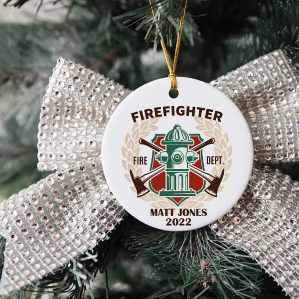 Personalized Firefighter Fireman Christmas Tree Ornament - Mazeshirt