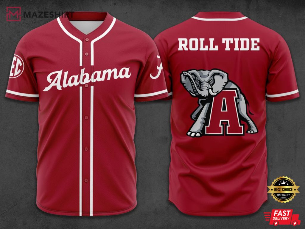 Alabama Baseball Jersey Crimson and White
