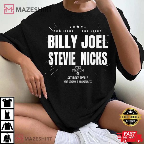 Billy Joel And Stevie Nicks Stadium Two Icons One Night Tour 2023 T-Shirt