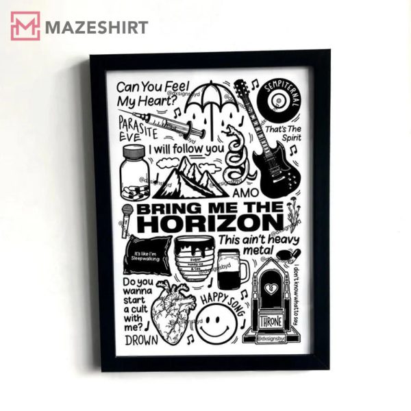 Bring Me the Horizon Rock Band Full Tracklist Poster - Mazeshirt