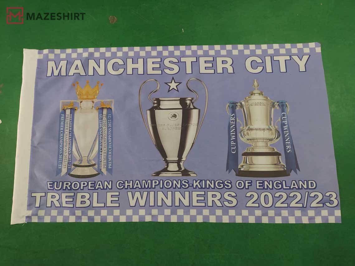 Manchester City Treble Winners Flag - Fashions Fade, Style Is Eternal