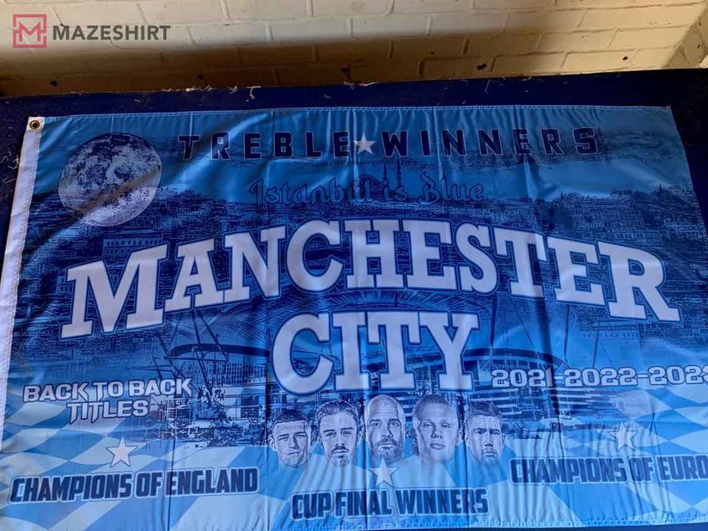 Manchester City Treble Winners Flags - Mazeshirt