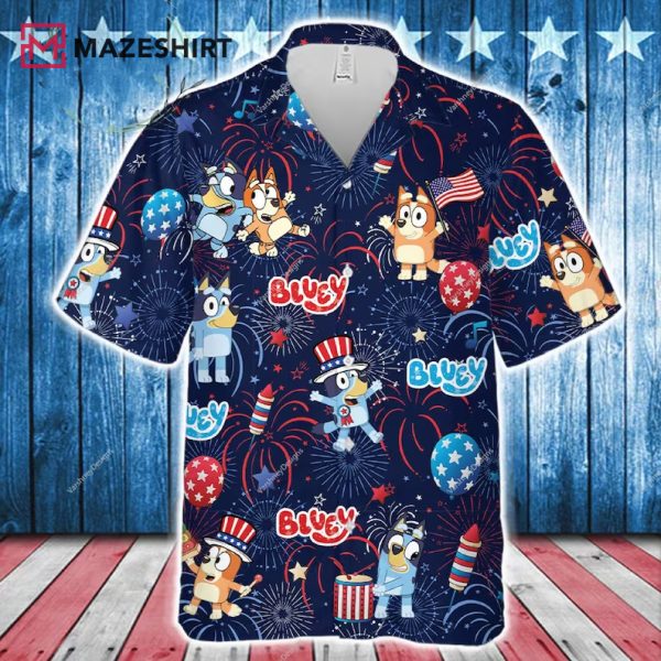 Bluey National Day July 4th Hawaiian Shirt