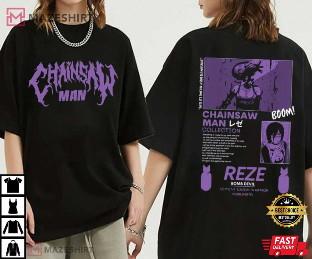 Chainsaw Man Reze Vintage Devil Hunter Girl Anime T-Shirt