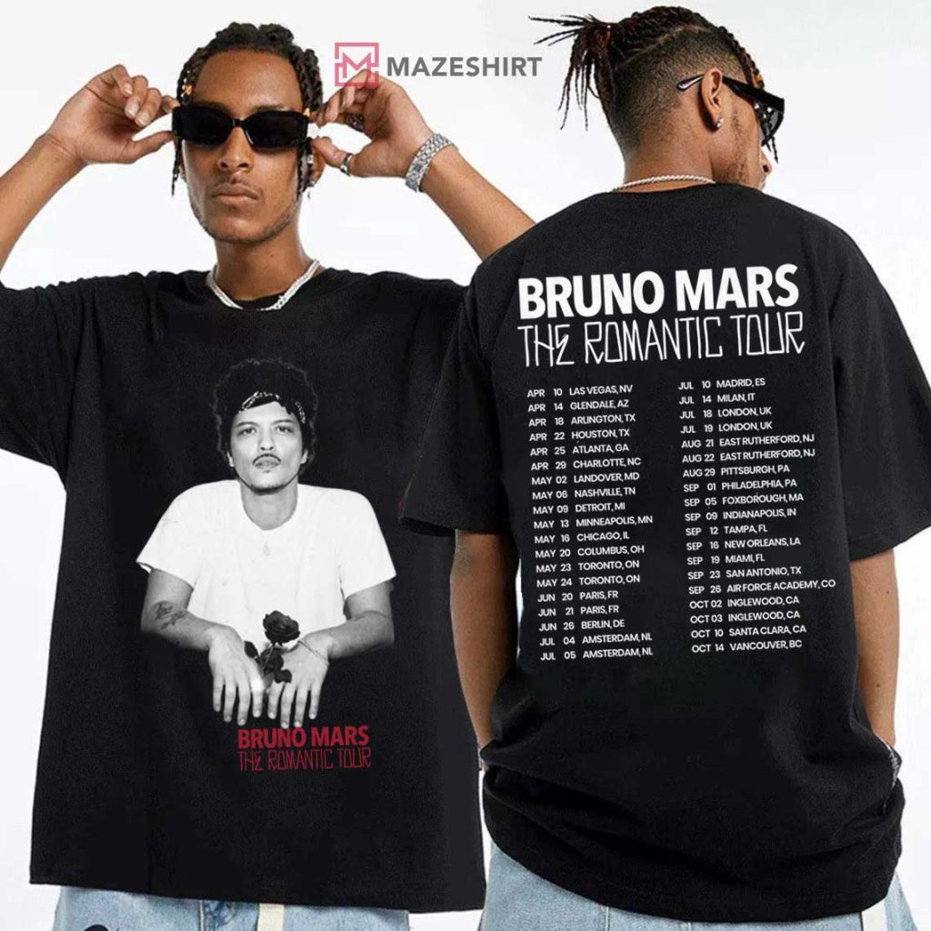 Bruno Mars Romantic Tour 2026 Vintage Pop Music T-Shirt
